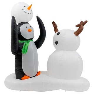7 Foot Christmas Inflatable Penguin and Snowman Outdoor Decorations ...