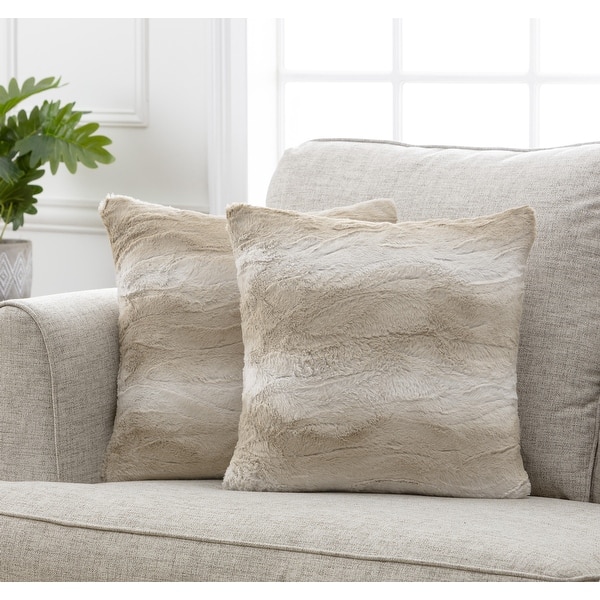 Chanasya Faux Fur Embossed Falling Leaf Throw Pillow Cover (Set of 2 ...