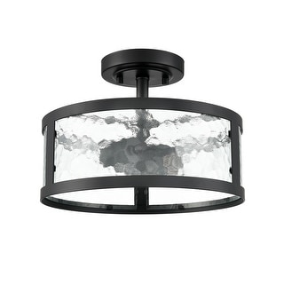 Gocek Farmhouse Semi Flush Mount Ceiling Light with Hammered Glass ...