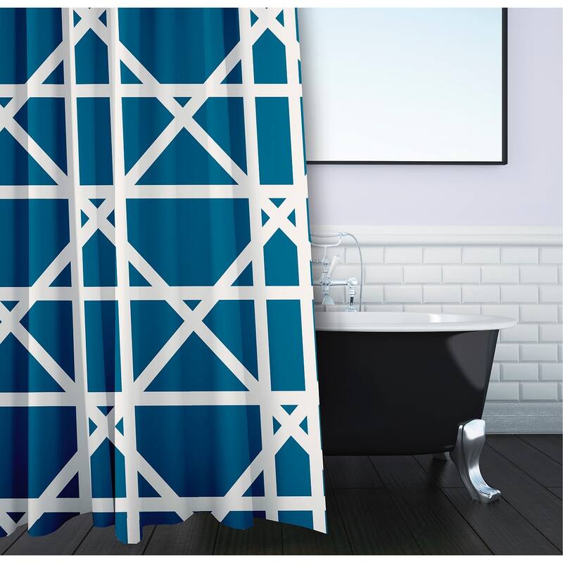 Trellis Geometric Print Shower Curtain (71 x 74) - Overstock - 10605177