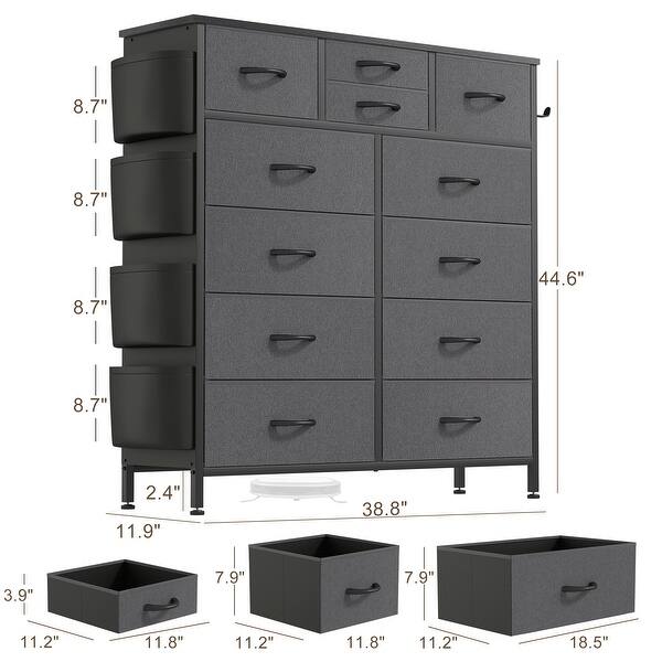 12 Drawer Dresser Fabric Tall Dressers for Bedroom Chest of Drawers ...