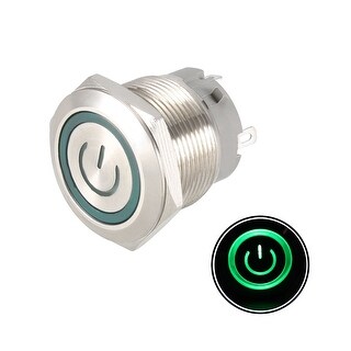 Momentary Metal Push Button Switch 22mm Mounting 1NO 12V Green LED ...