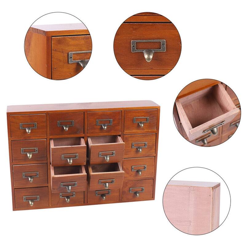 Traditional 16 Drawers Wood Apothecary Chest Storage Cabinet ...
