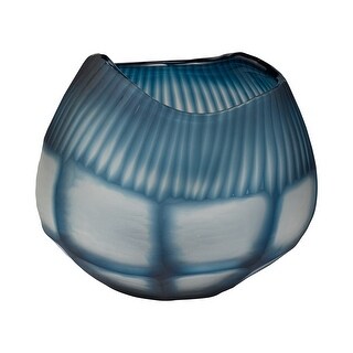 8" Carved Glass Vase Shades of Blue Textured Glassware for Home or ...