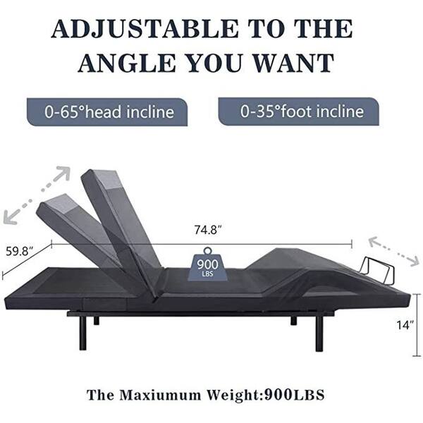 Queen Adjustable Bed Base Frame with New Generation Motor, Dark Grey ...