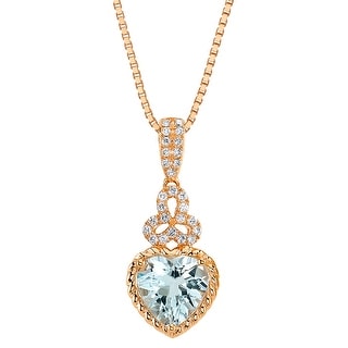 14k Rose Gold Aquamarine and Lab Grown Diamond Pendant, 2.20 cts - Bed ...