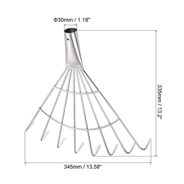 8 Flat Tines Leaf Rake Replacement, Stainless Steel Folding Grass Tool ...