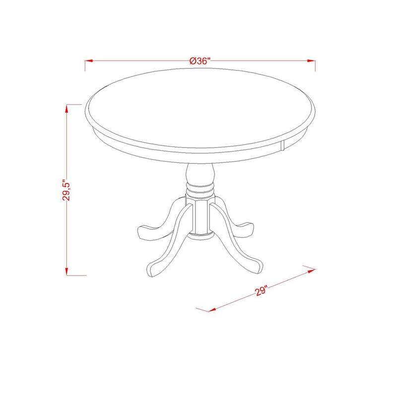 Dining Set - Round 36 Inch Table and Wood Seat Chairs Kitchen Set in ...