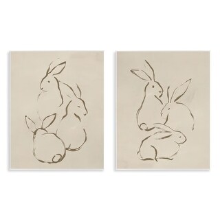 Stupell Earthtone Sitting Rabbits Sketch Wall Plaque Art Design By June ...