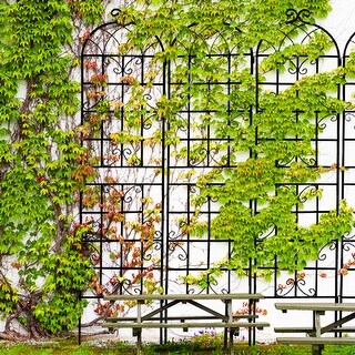 Metal Garden Arbor w/ Double Doors, Locking Gate, Climbing Vine Frame ...