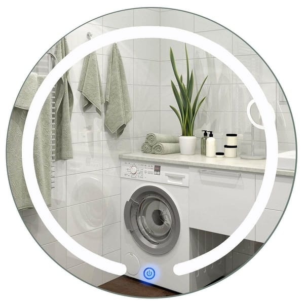 Daily Boutik Modern 20-inch Round Bathroom Wall Mirror with Touch ...