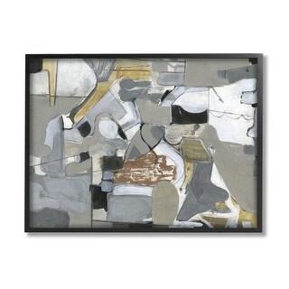 Stupell Expressive Linework Abstract Shapes Grey Brown Framed Wall Art ...