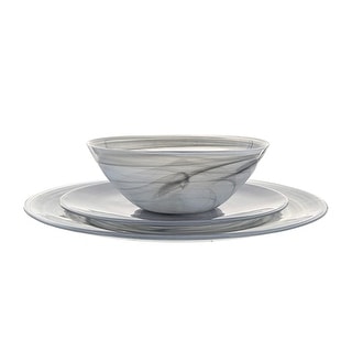 NUAGE Graphite 12 Pcs. Glass Dinnerware Set - Bed Bath & Beyond - 40350067