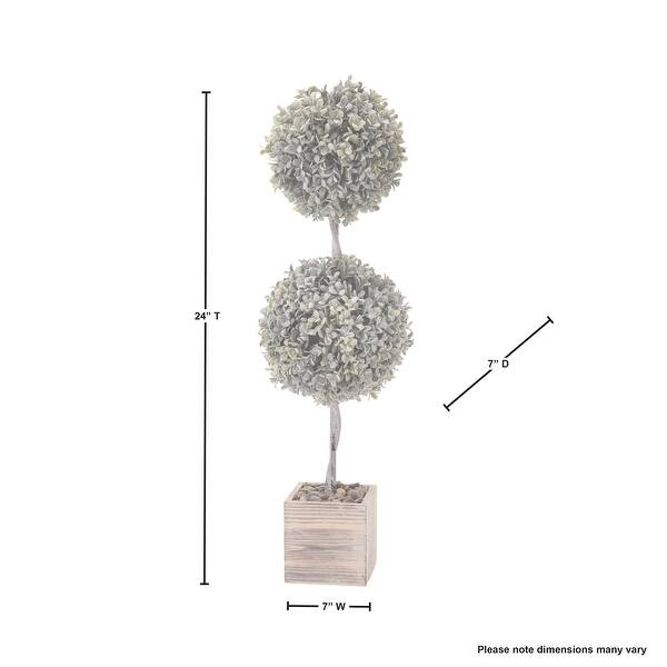 Plastic Flock Boxwood Ballx2 Topiary in wood Pot 24" - Bed Bath ...