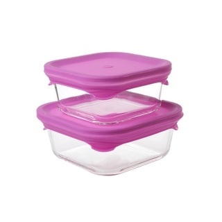 Glass Food Storage Containers - 2-Piece Flexible Silicone Lids ...