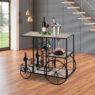 HomCom 16-Bottle Mobile Bar Cart with Wine Rack Storage, Featuring an ...