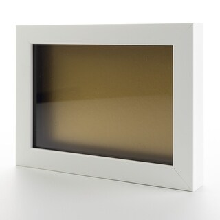 White 11x14 Wood Shadow Box with Gold Acid-Free Backing - With 11/16 ...