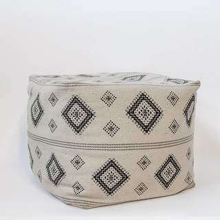 Ivory With Black And Grays Geometric Pattern Pouf Stool - Bed Bath ...