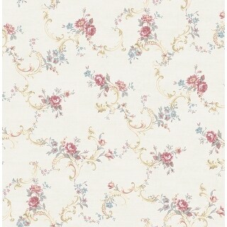 Seabrook Designs Brynn Floral Scroll Unpasted Wallpaper - Bed Bath ...