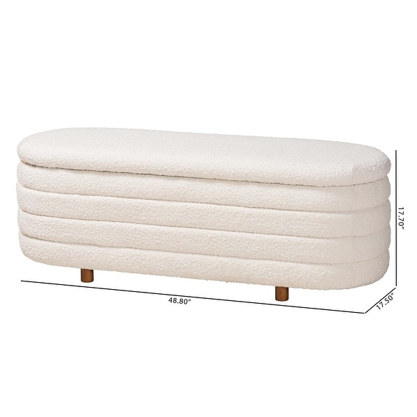 Betiana Modern Japandi Cream Boucle Fabric and Walnut Brown Finished ...