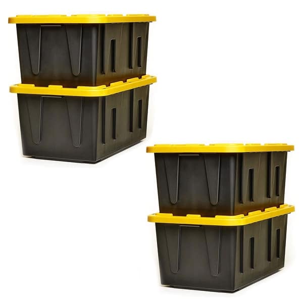 Homz Durabilt Heavy Duty 27 Gallon Plastic Organizer Storage Bin Tote ...