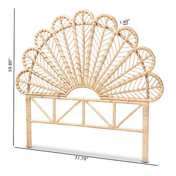 Variel Bohemian Natural Brown Rattan Standalone Headboard in Queen ...