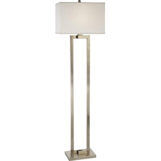 Riley 1-Light Brushed Nickel Floor Lamp With Off White Shantung Shade ...