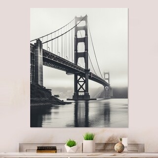 Designart "Grey Bridge Majestic Arch Graphite III" Bridges Metal Wall ...