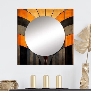 Designart "Orange and Grey Vectors" Abstract Shapes Wall Mirror ...