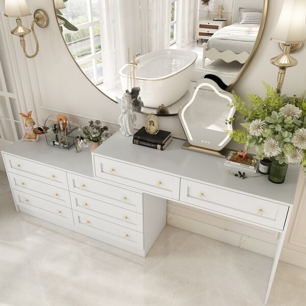 White Dresser Vanity Set Luxurious Storage with Crystal Accents Desk On Sale Bed Bath Beyond 40568692