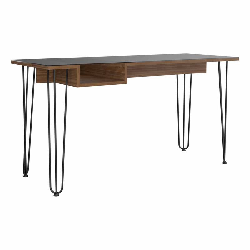 Modern Mahogany and Black Geometric Computer Desk - Overstock - 35450097