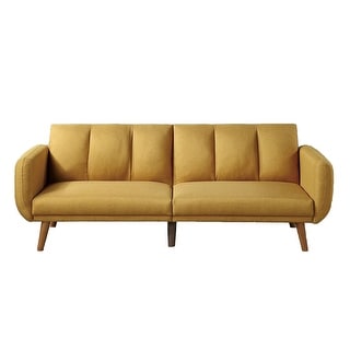 Adjustable Upholstered Sofa with Track Armrests and Angled Legs, Yellow ...