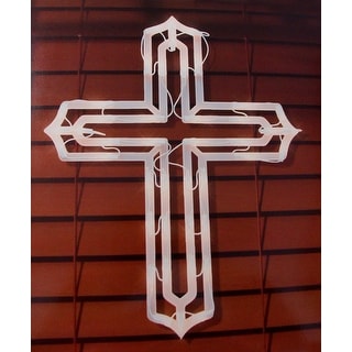 20" Lighted Religious Cross Easter Window Silhouette Decoration - Bed ...