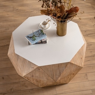 American Retro Embossed Coffee Table Polygon Wood Legless Side Table ...