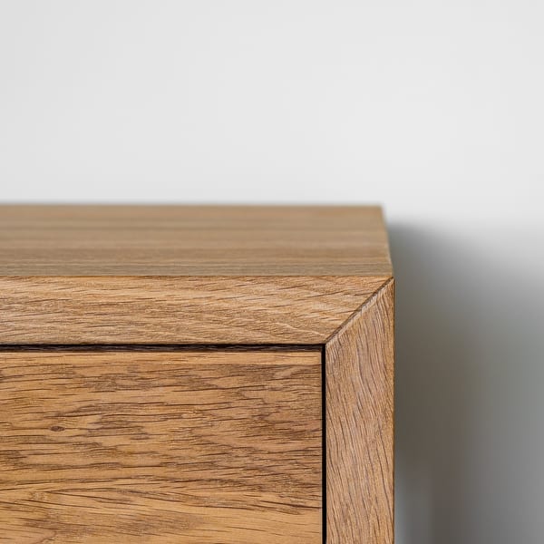 Floating Solid Oak Nightstand with a Drawer and Storage space, Natural ...