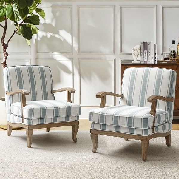 Rinaldo Farmhouse Upholstered Armchair with Solid Wood Legs Set of 2 by HULALA HOME - Bed Bath ...
