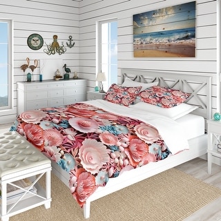 Designart "Seashell Serenity Ii Tropical Pattern II" Pink Abstract ...