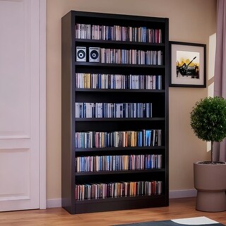 55" Media Storage Cabinet with 6 Adjustable Shelves for DVDs, CDs ...