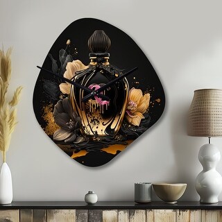 Designart - Chic Black And Gold Perfume Bottle II - Fashion Large Wall ...
