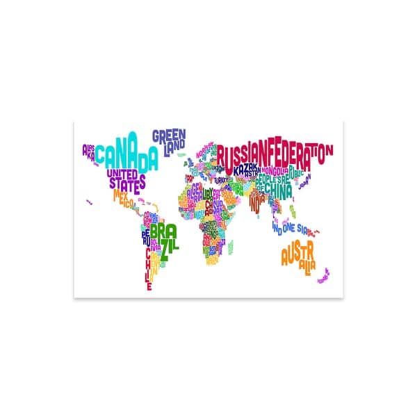 Typographic Text World Map VI Print On Acrylic Glass by Michael ...