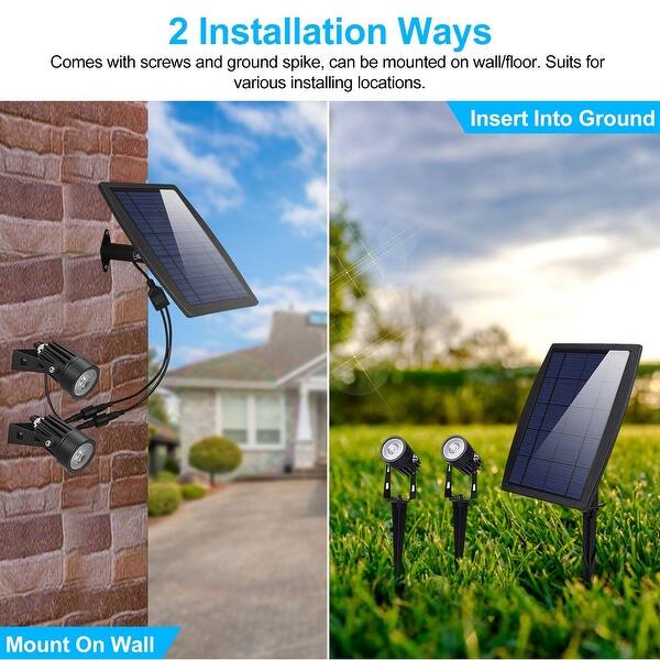 Twin Solar Spotlight Outdoor Light Sensor Lamps Wall Lawn Garden ...
