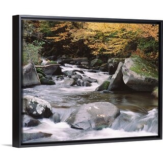 "Vermont, East Barre, Water flowing through rocks" Black Float Frame ...