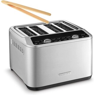 CPT-540 4-Slice Digital Motorized Toaster Bundle with Bamboo Tongs ...