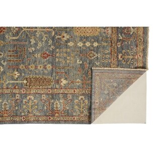 HomeRoots 12' X 15' Gray Gold And Red Wool Floral Hand Knotted Stain ...