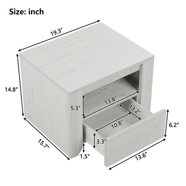 Simple Style 1-Drawer 1-Shelf Bed Console Table for Bedroom Guest Room ...