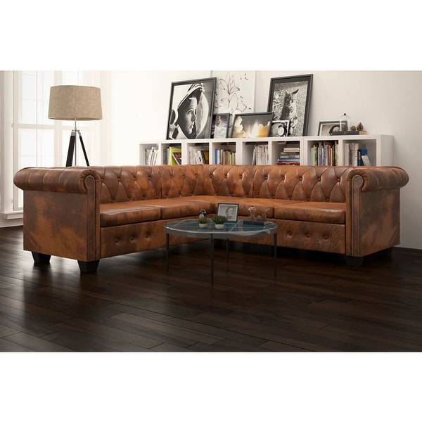 Chesterfield corner leather sofa store