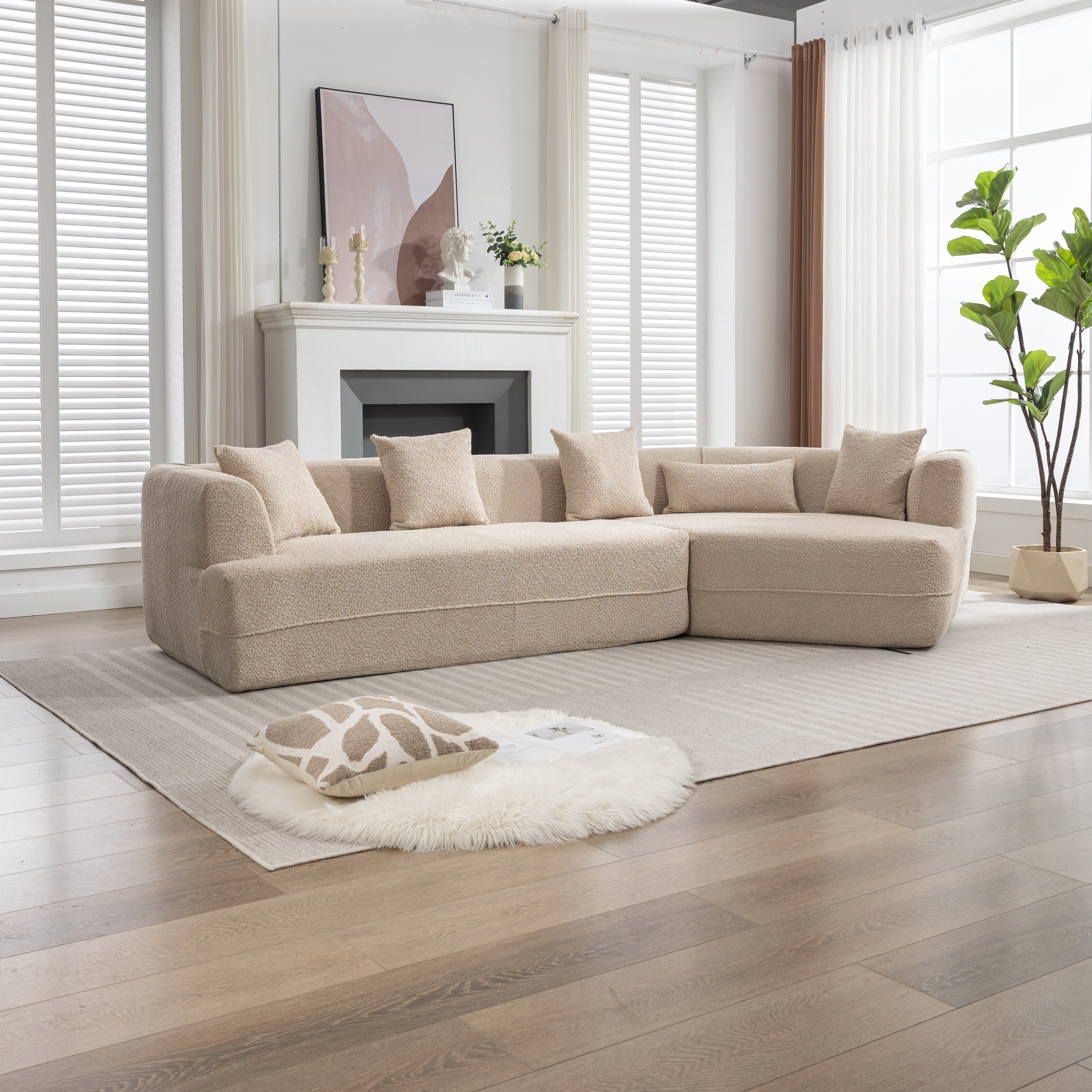 125" Curved Modular Sectional Sofa Set Multipurpose Free Combination ...