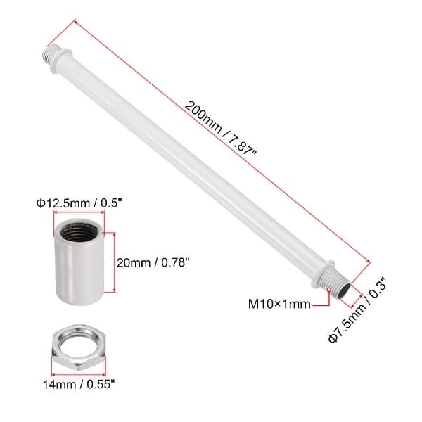 4set M10x1 Threaded Extension Rod Kit 200mm Coupling Nut with Pipe Hex ...