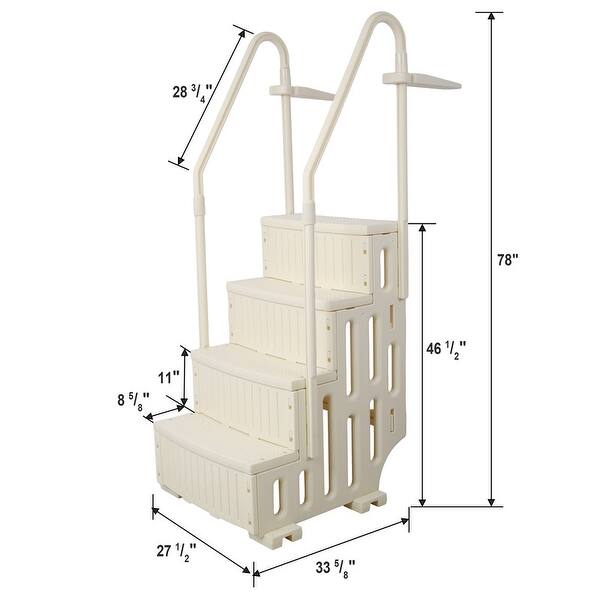 Modern Heavy-Duty 4-Level Safety Step Pool Ladder with Handrails for ...