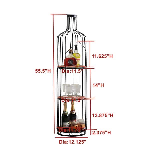 Elegant Wine Bottle Shaped Wine Rack with Wood Shelves - Bed Bath ...